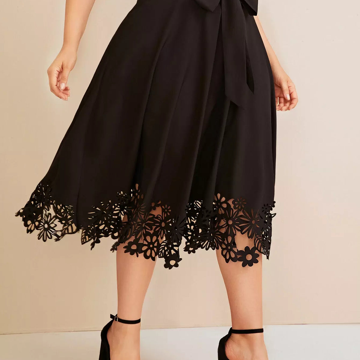 Plus Solid Laser Cut Skirt Without Belt – Beisat