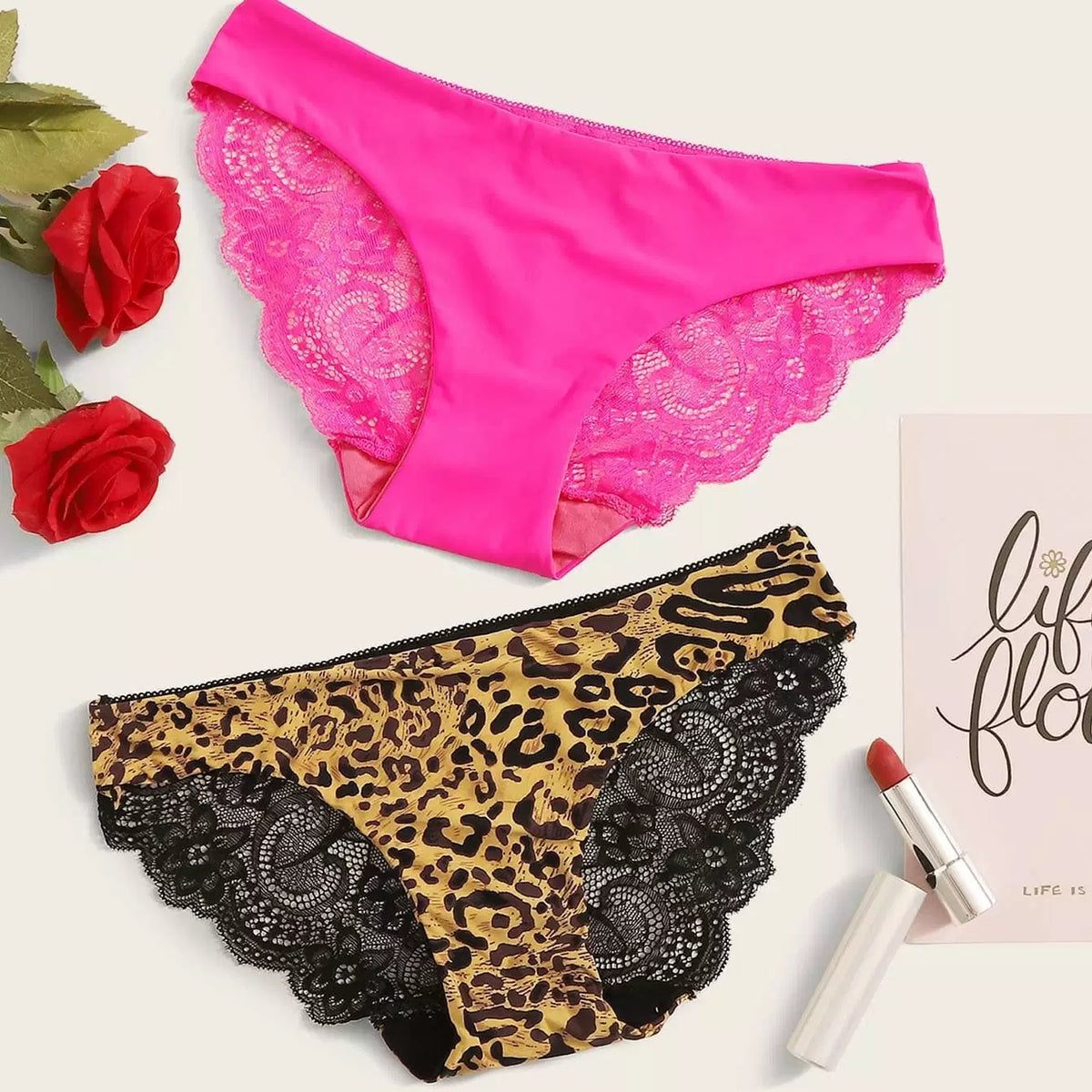 2pack Neon Pink Leopard Pattern Panty Set – Beisat