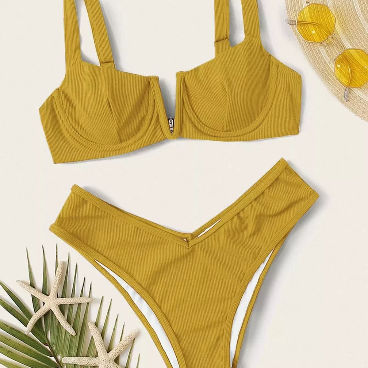 Rib V Wired Underwire High Cut Bikini Swimsuit – Beisat