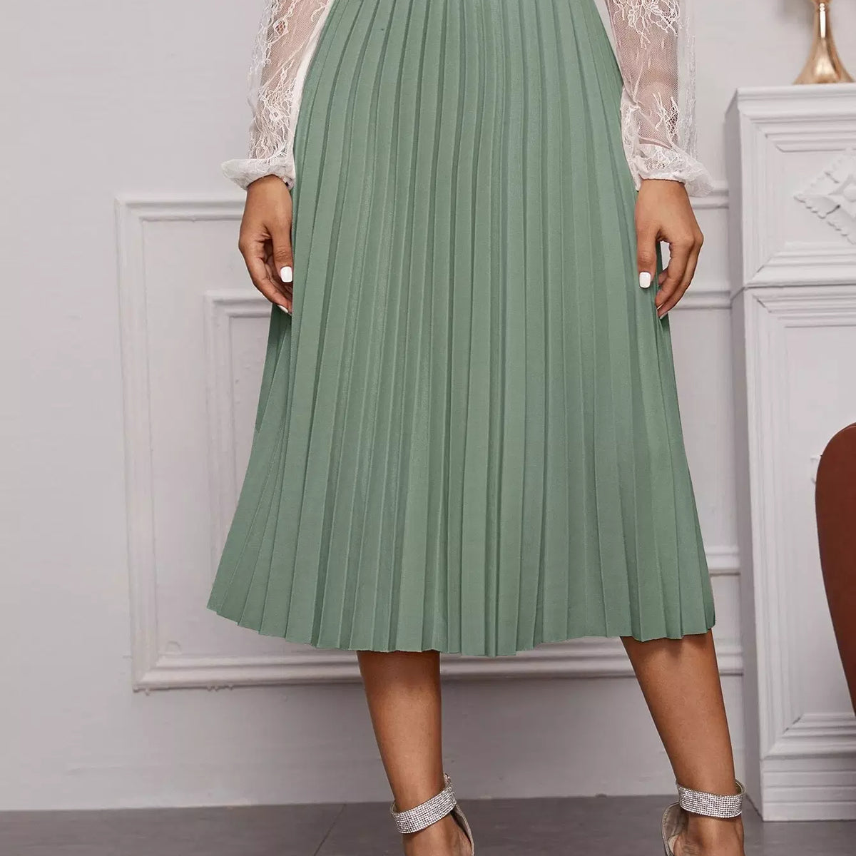 High Waist Solid Pleated Skirt – Beisat