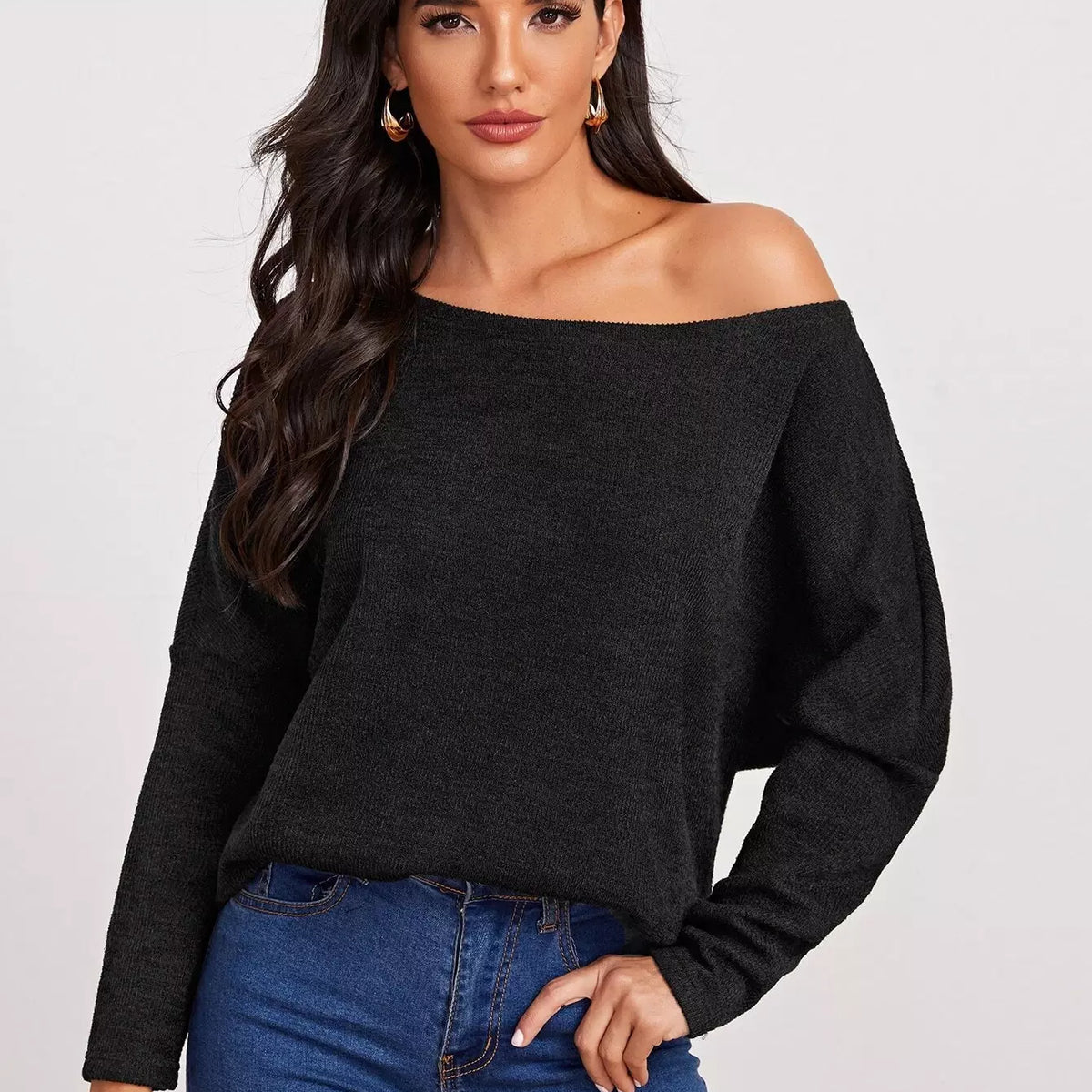 Drop Shoulder Solid Sweater – Beisat