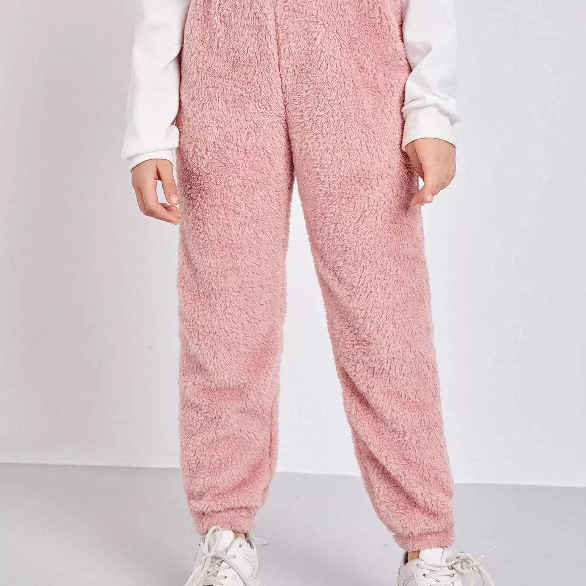 Girls Elastic Waist Solid Teddy Pants – Beisat