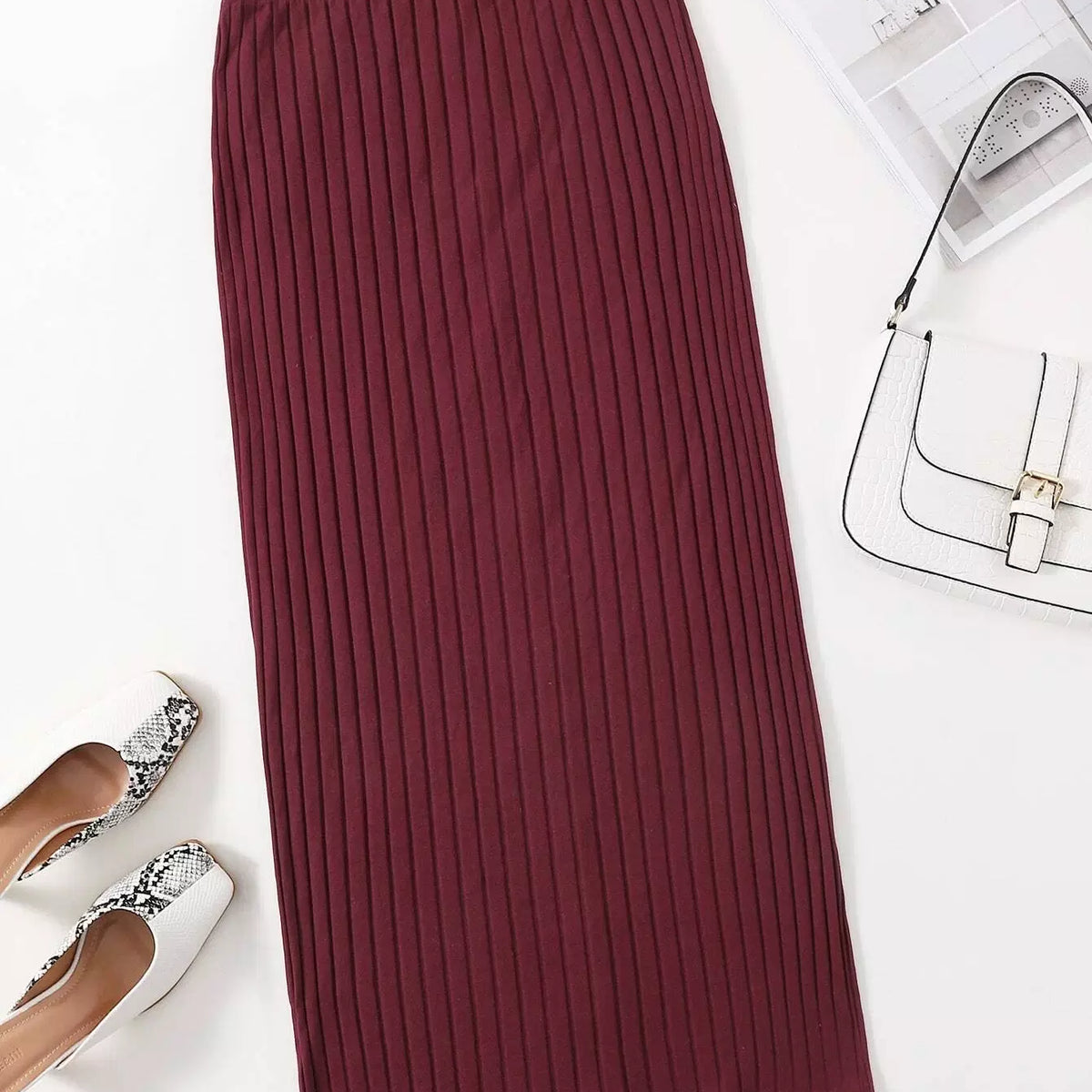 Plus Rib-knit Pencil Skirt – Beisat