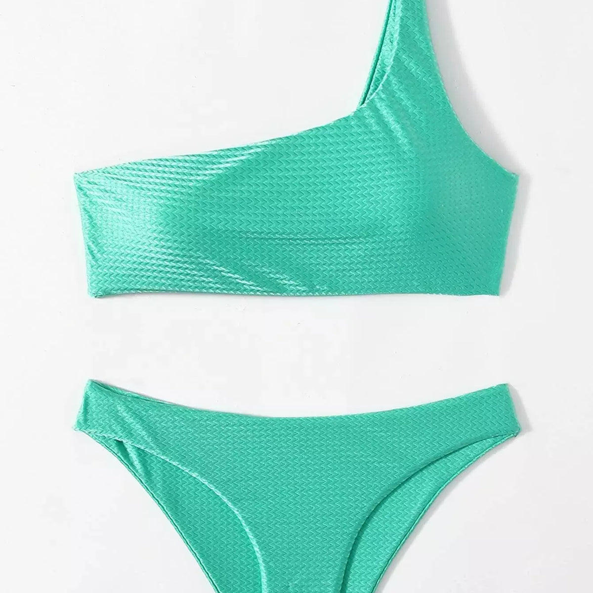 Textured One Shoulder Bikini Swimsuit – Beisat