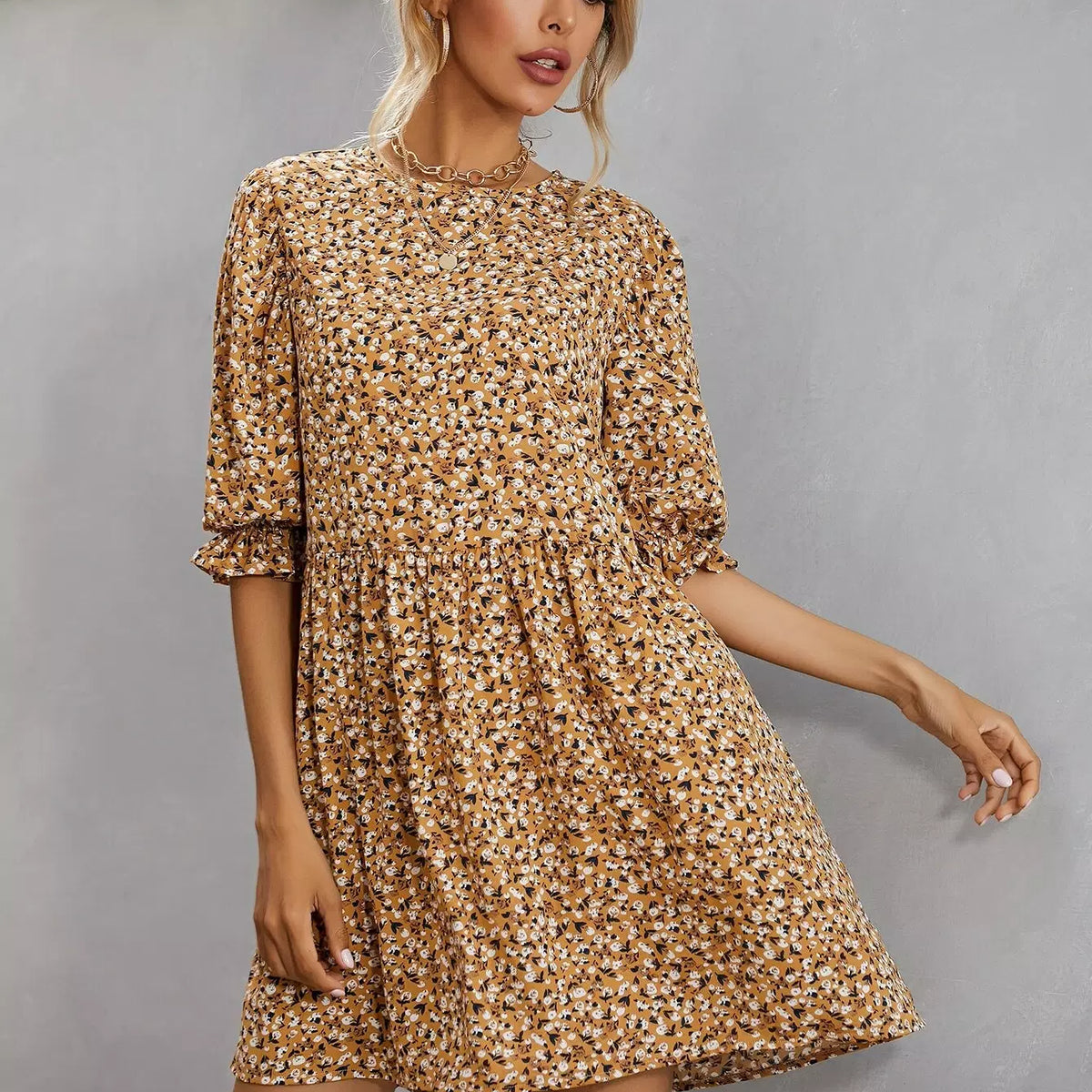 Ditsy Floral Puff Sleeve Smock Dress – Beisat