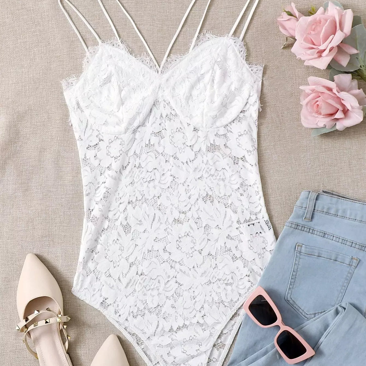 Solid Cami Lace Bodysuit – Beisat