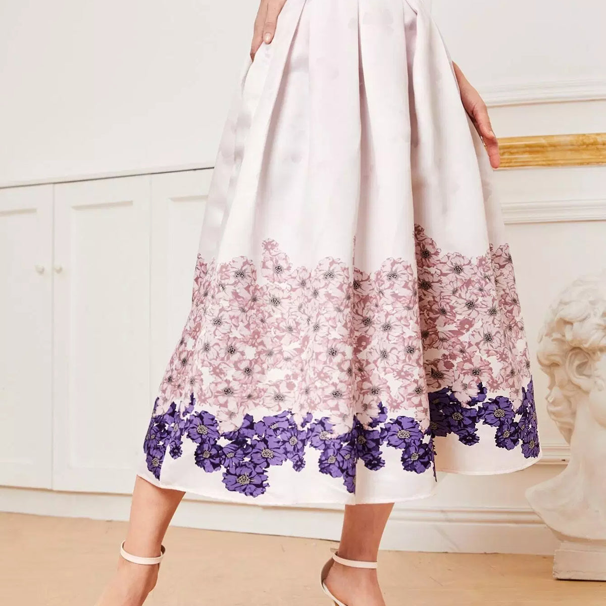 Fold Pleated Floral Print Skirt – Beisat