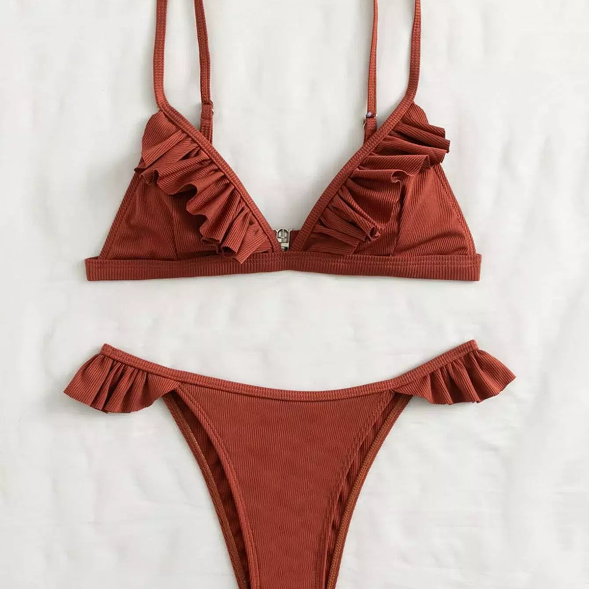 Ruffle Triangle Thong Bikini Swimsuit – Beisat