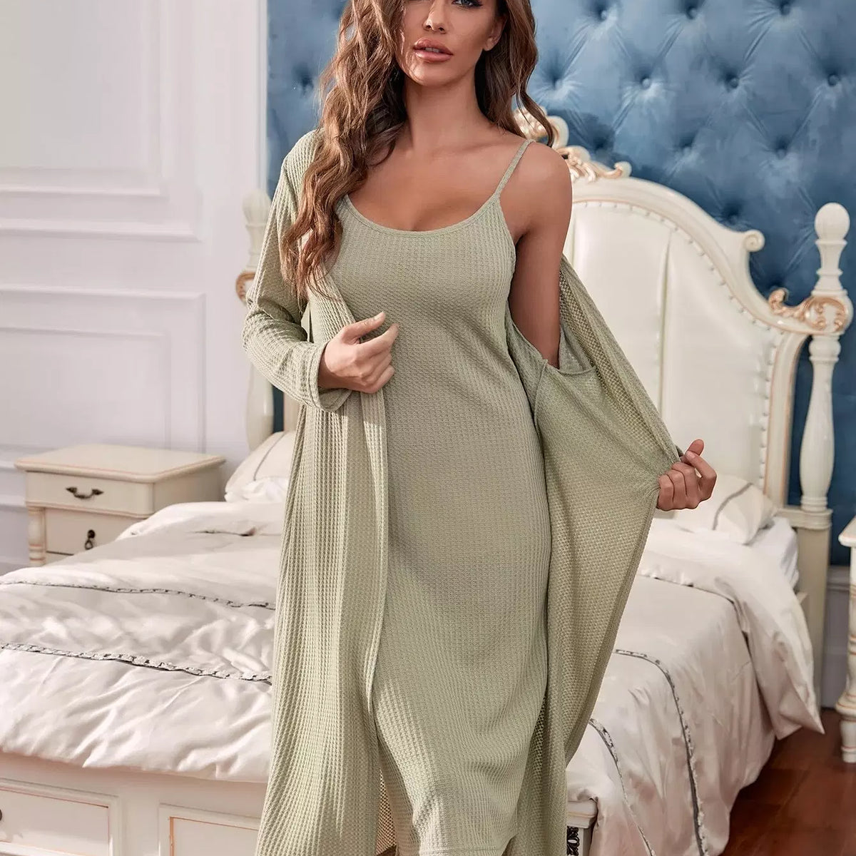 Solid Cami Night Dress & Lounge Robe – Beisat