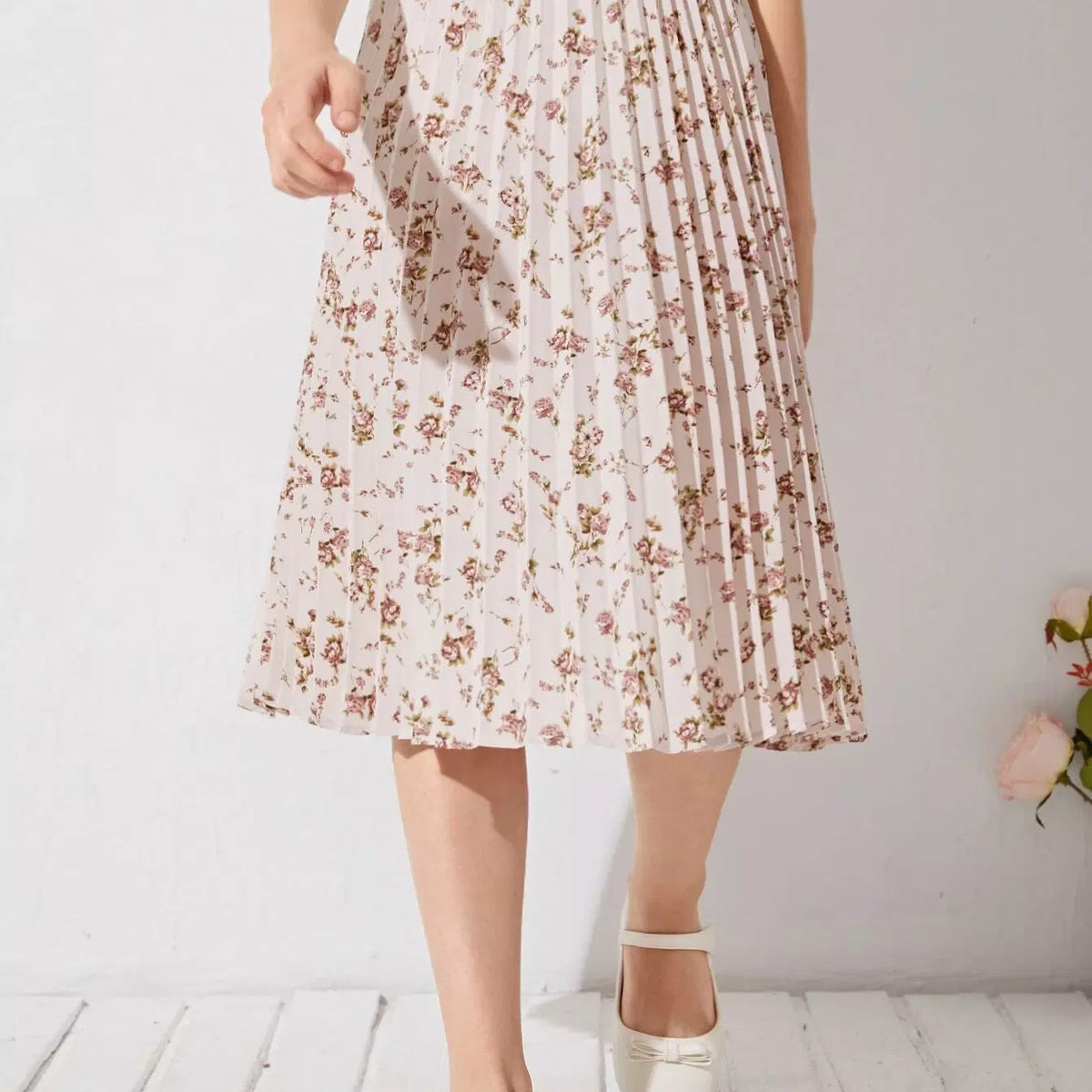 Girls Floral Print Pleated Skirt – Beisat