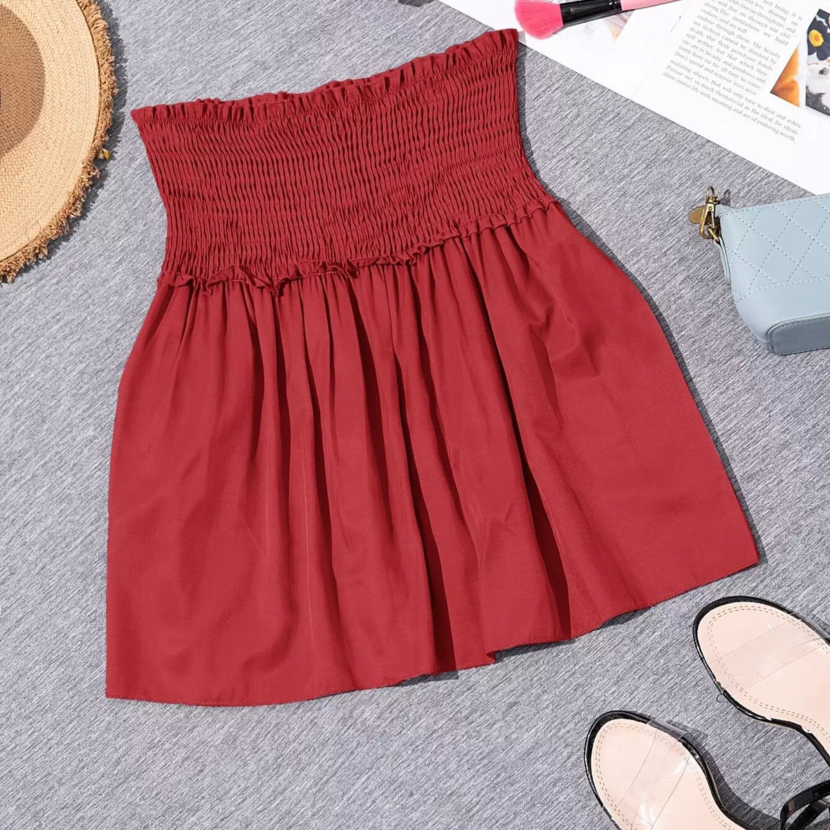 Solid Shirred Waist Skirt – Beisat