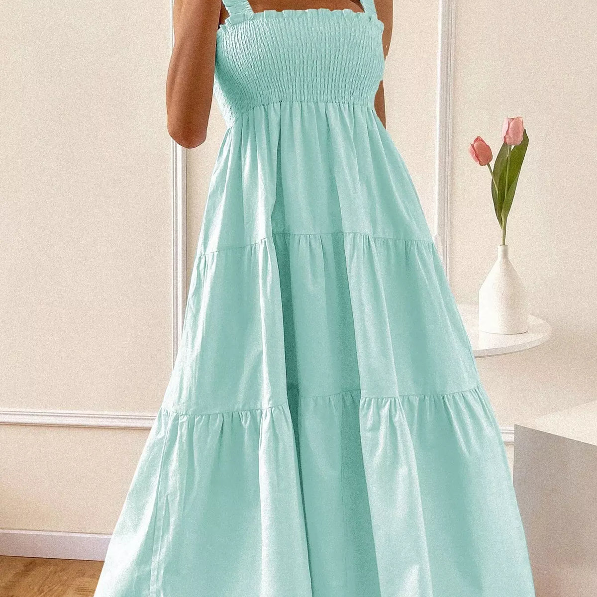 Solid Shirred Swing Cami Dress – Beisat