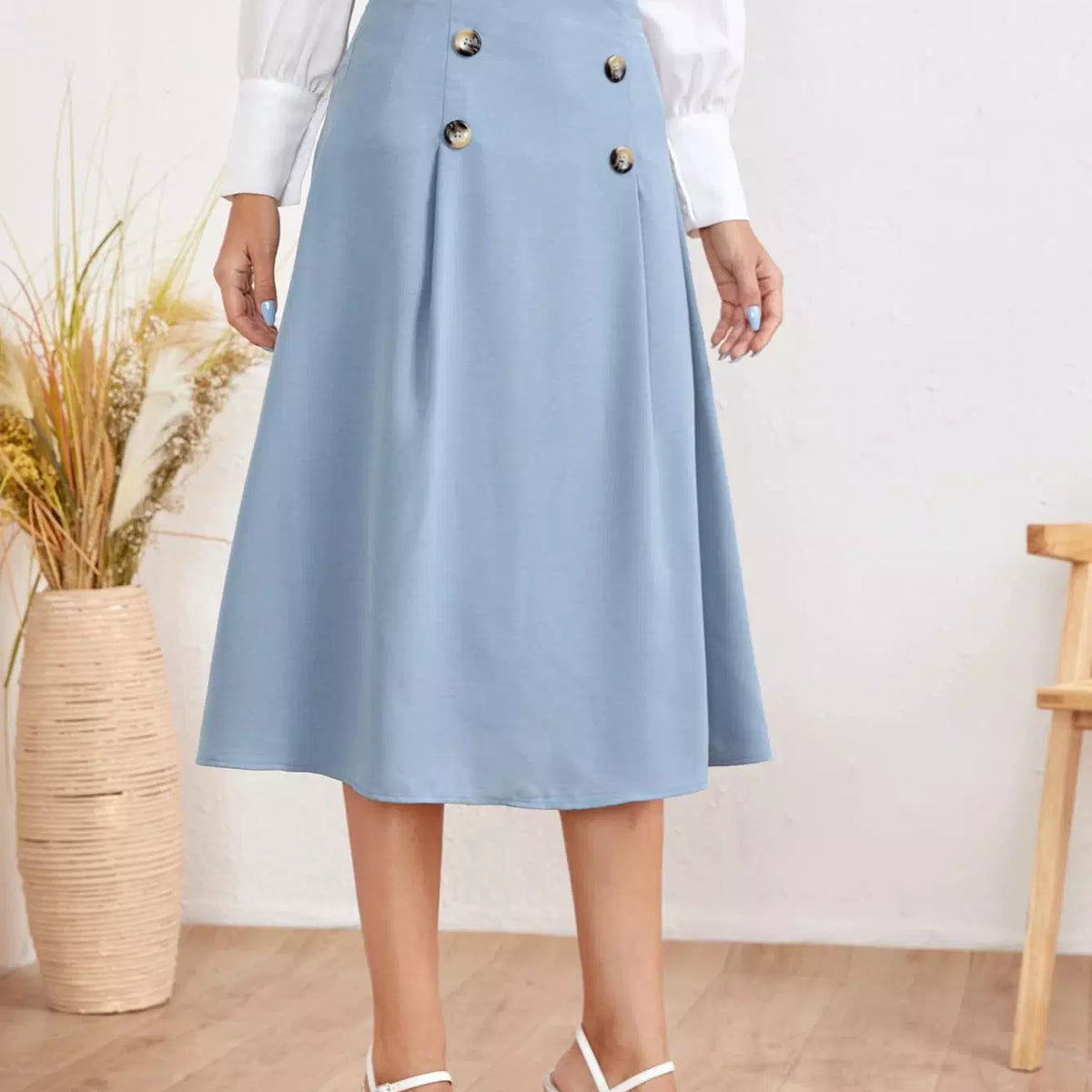 Double Breasted Fold Pleated Skirt – Beisat