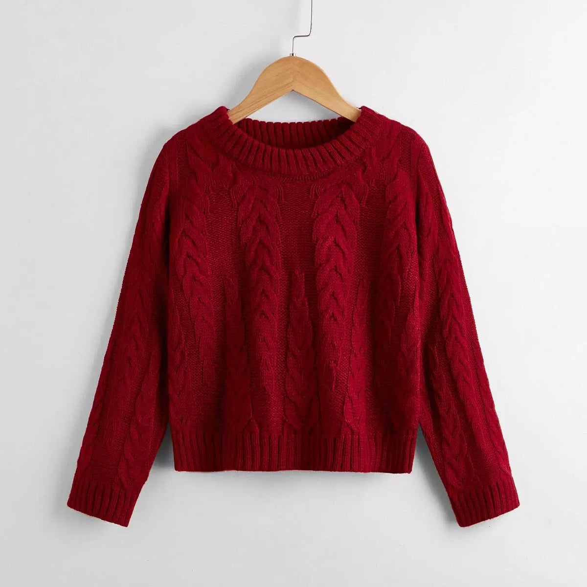Girls Solid Cable Knit Sweater – Beisat