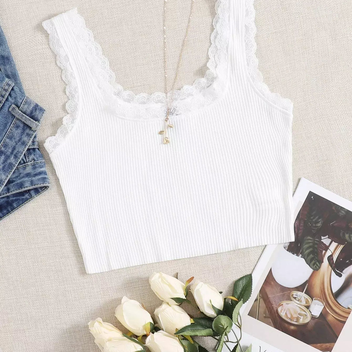 Lace Trim Tank Top – Beisat