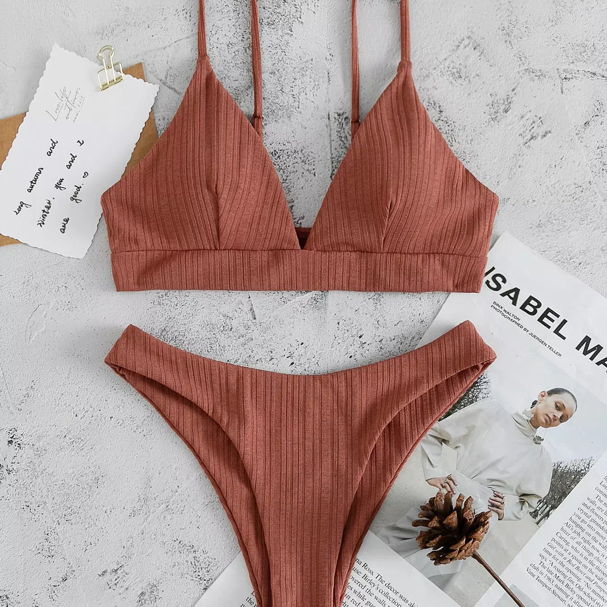 Solid Cheeky Bikini Swimsuit – Beisat