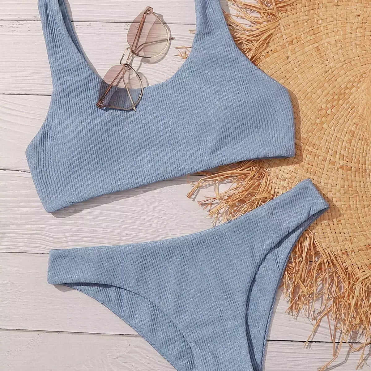 Solid Rib Bikini Swimsuit – Beisat