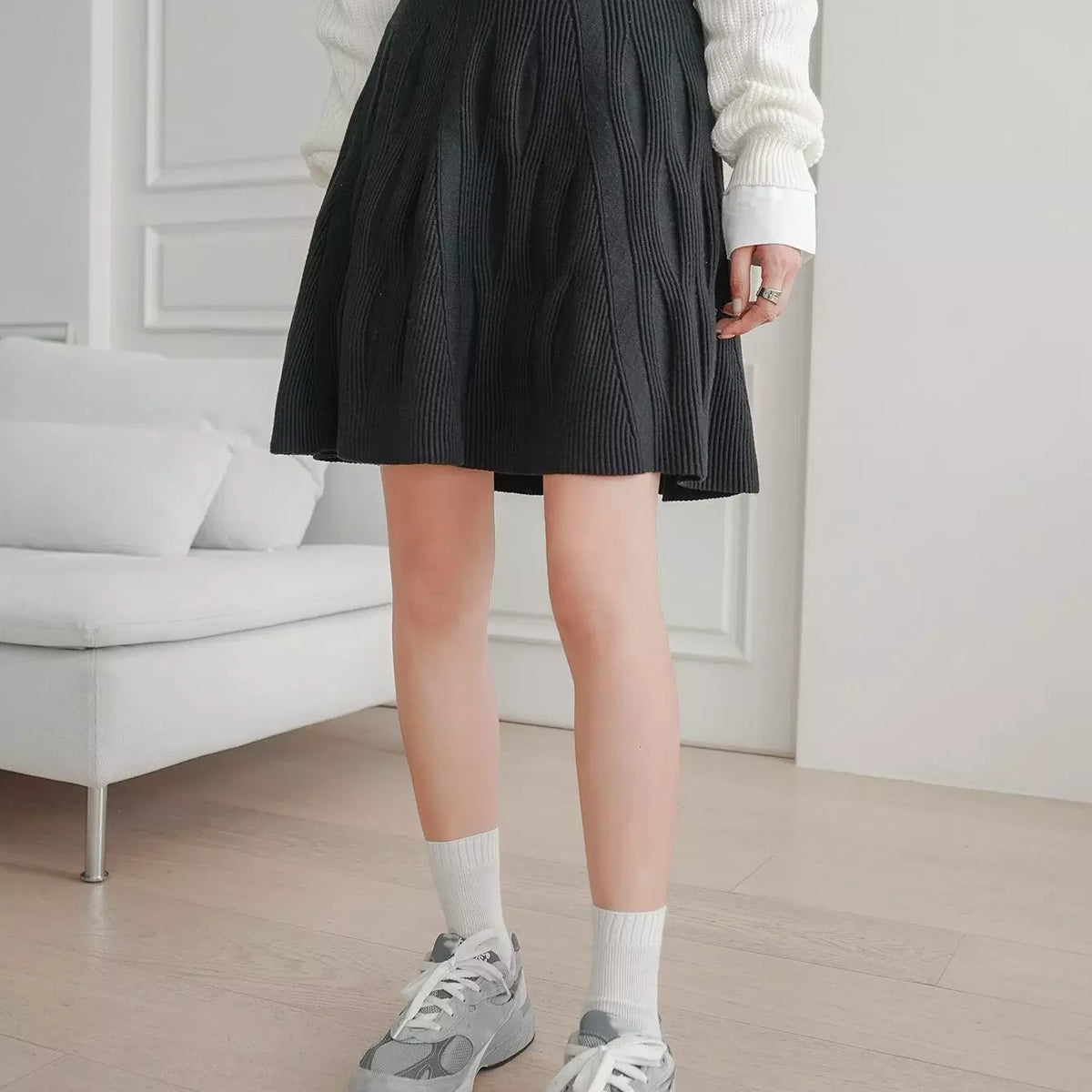 Solid Ribbed Knit Skirt – Beisat