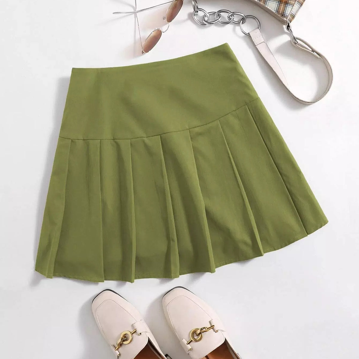 Solid Pleated Mini Skirt – Beisat