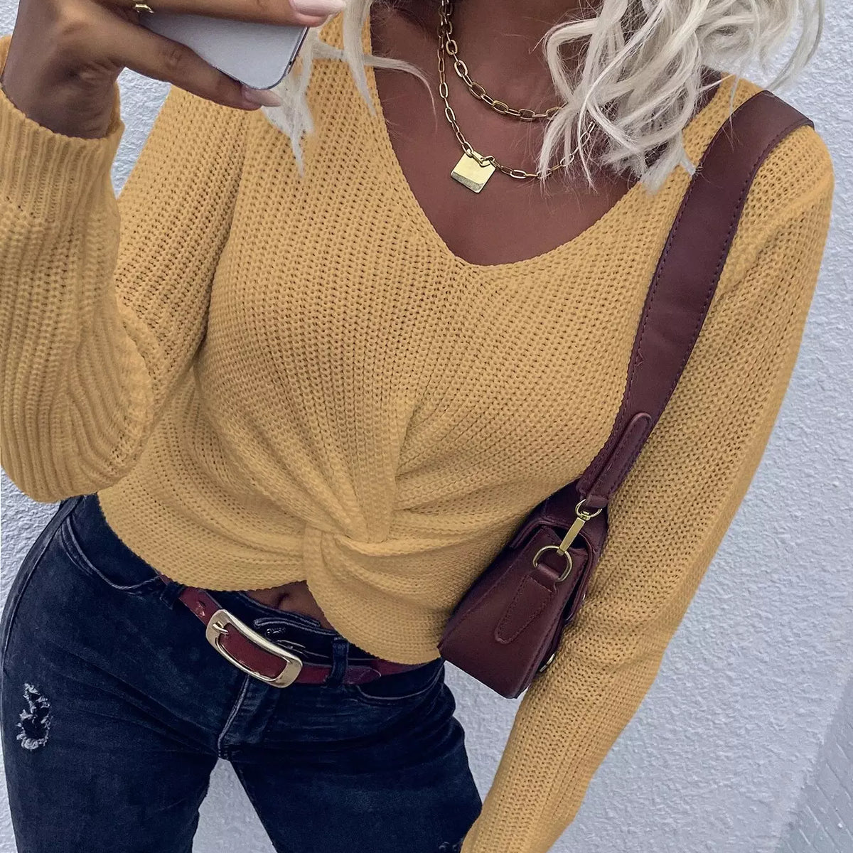 Twist Front Ribbed Knit Sweater – Beisat