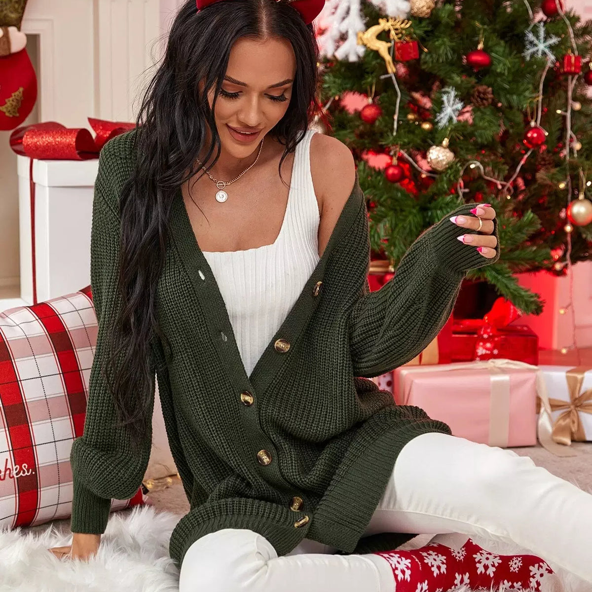 Solid Ribbed Knit Button Through Cardigan – Beisat