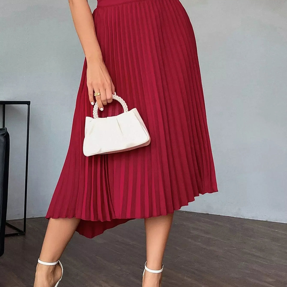 Solid High Waist Pleated Skirt – Beisat