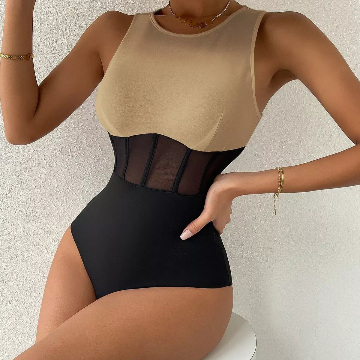 Sheer Mesh Insert Combo Bodysuit – Beisat
