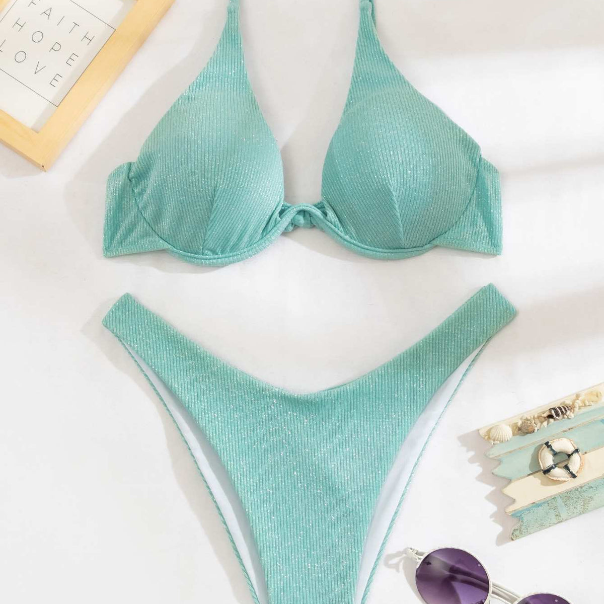 Glitter Underwire High Cut Bikini Swimsuit – Beisat