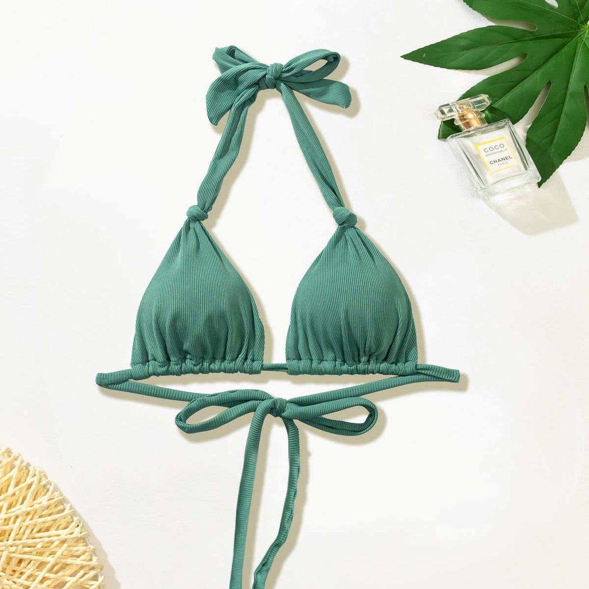 Rib Halter Triangle Bikini Top – Beisat