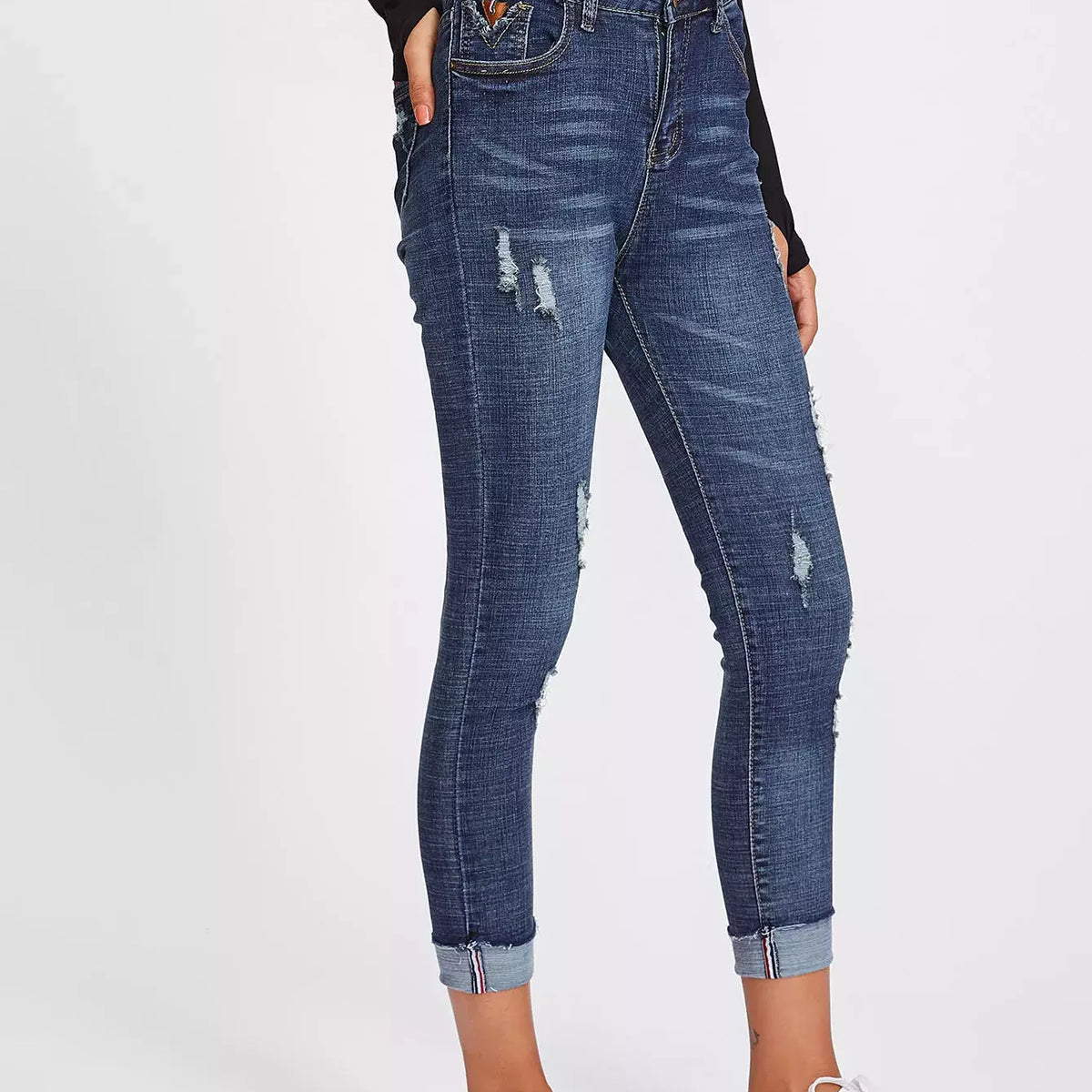 Roll Up Hem Skinny Jeans - Oman