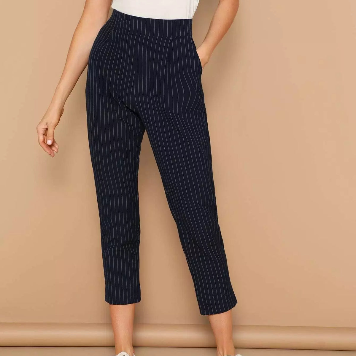 Vertical-stripe Peg Leg Pants – Beisat