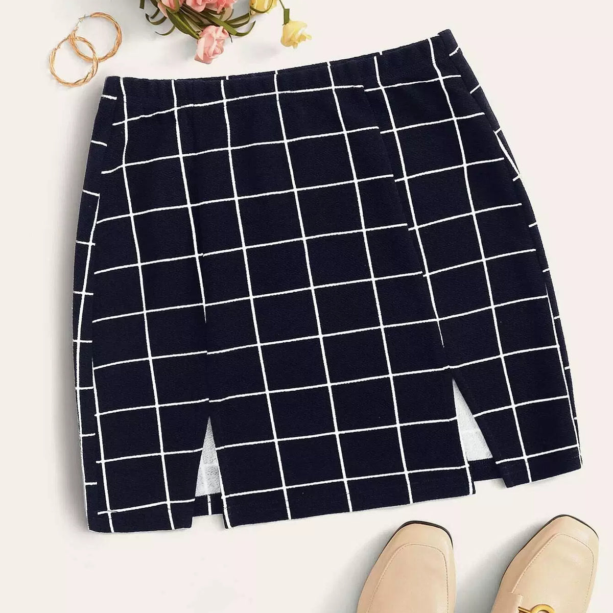 M-slit Grid Skirt – Beisat