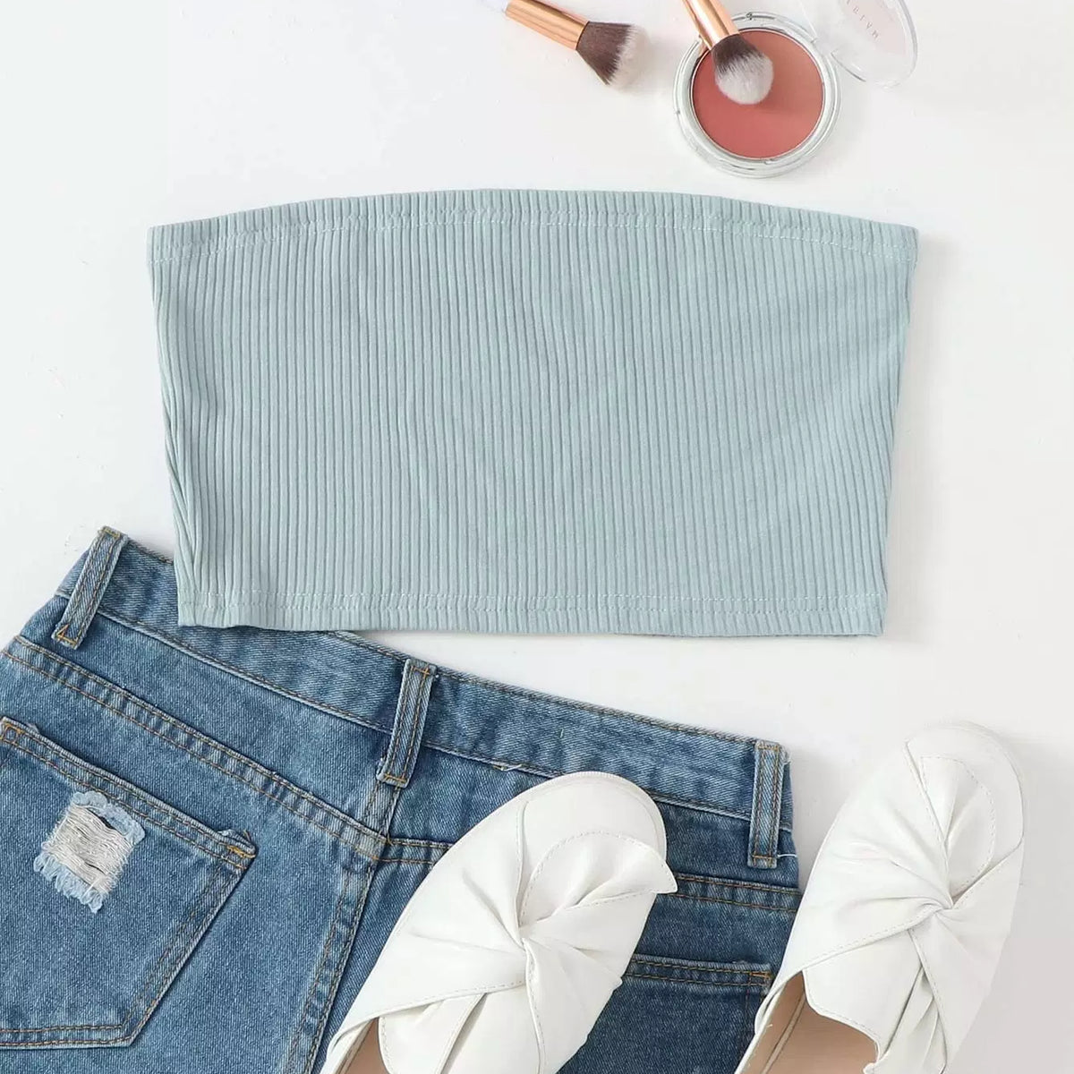Rib-knit Solid Crop Tube Top – Beisat
