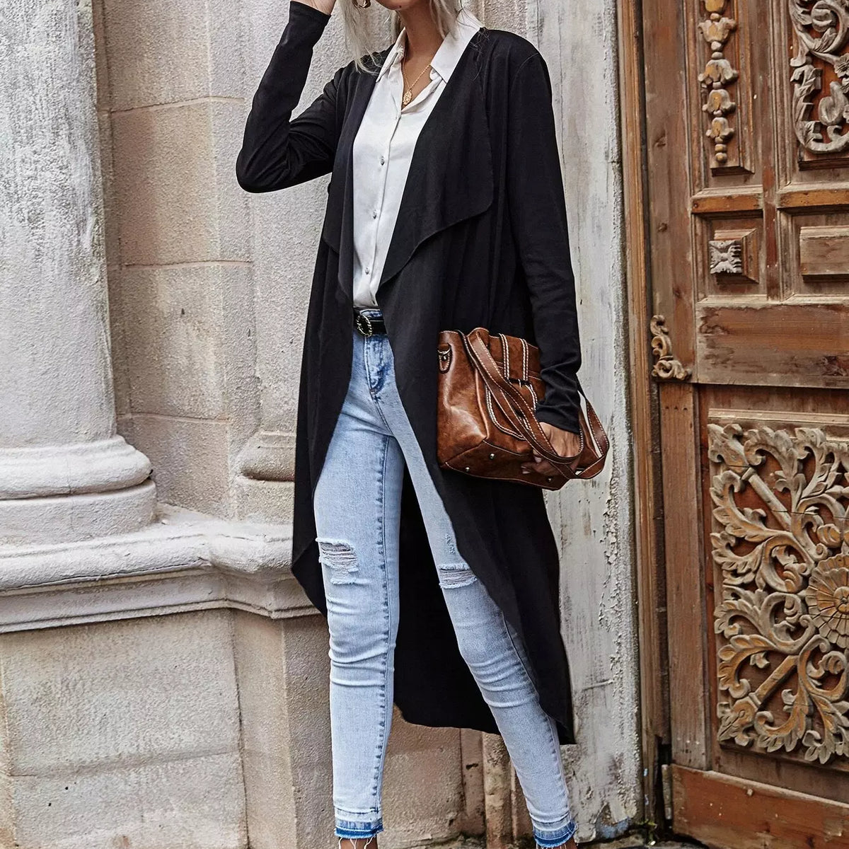 Waterfall Collar High Low Coat – Beisat