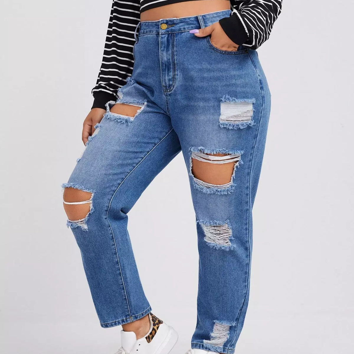 Plus Ripped Detail Jeans – Beisat