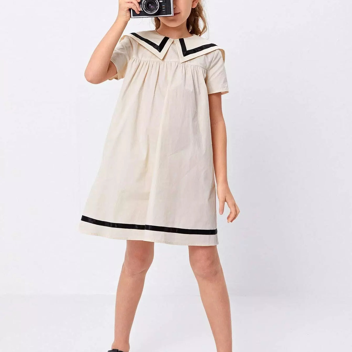 Girls Sailor Collar Smock Dress – Beisat