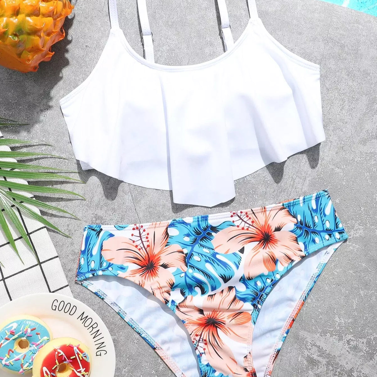 Girls Tropical Hanky Hem Bikini Swimsuit – Beisat