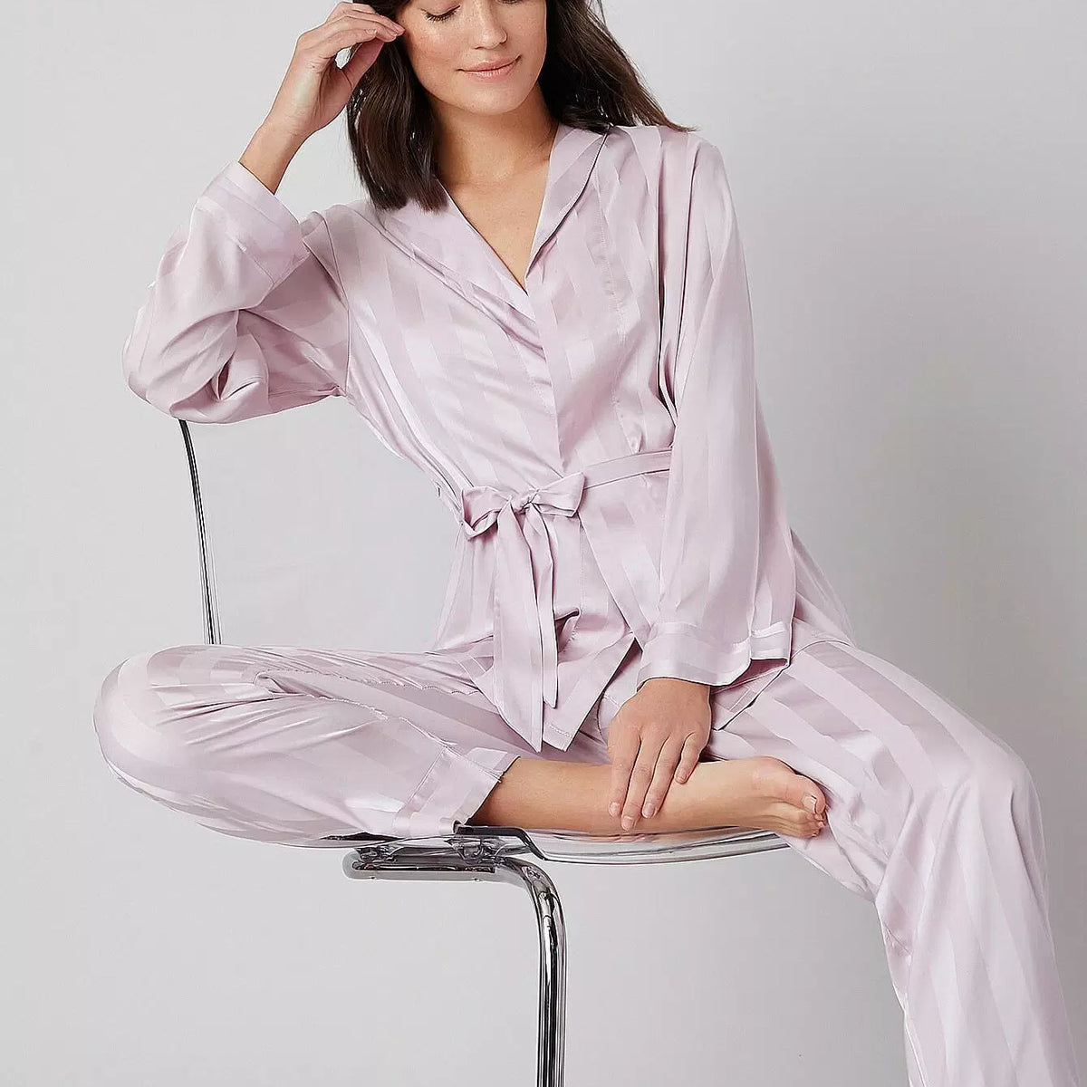 Solid Satin Night Set Without Belt – Beisat