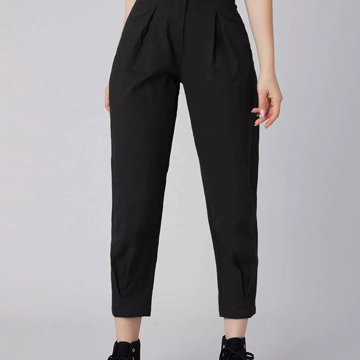 Fold Pleated Detail Cropped Pants – Beisat