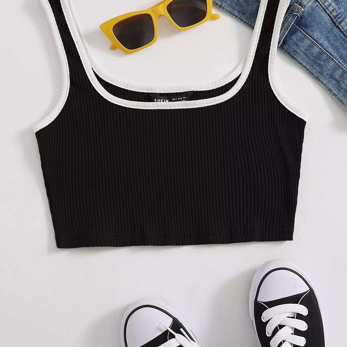 Rib-knit Ringer Crop Tank Top – Beisat