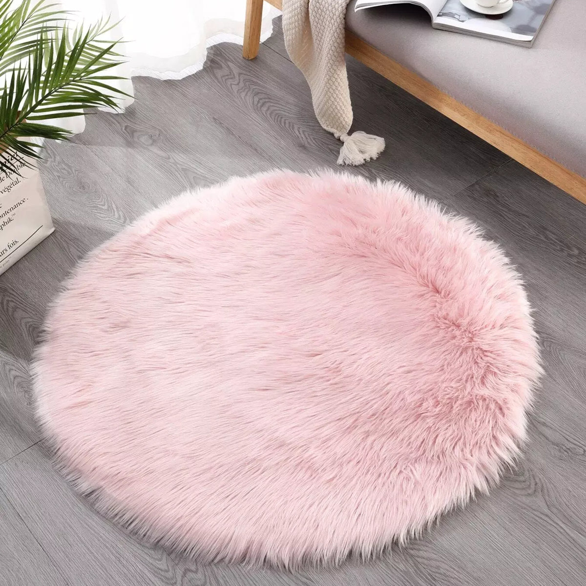 Solid Color Round Plush Rug – Beisat
