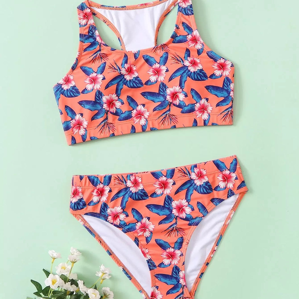 Girls Tropical Racer Back Bikini Swimsuit – Beisat