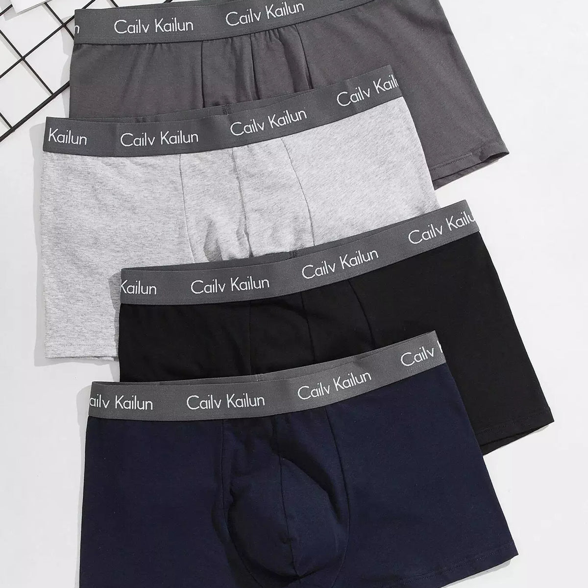 Men 4pcs Letter Tape Boxer Brief – Beisat