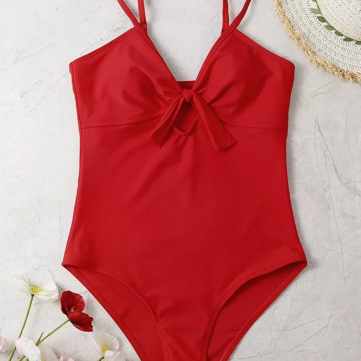 Knot Front Keyhole One Piece Swimsuit – Beisat