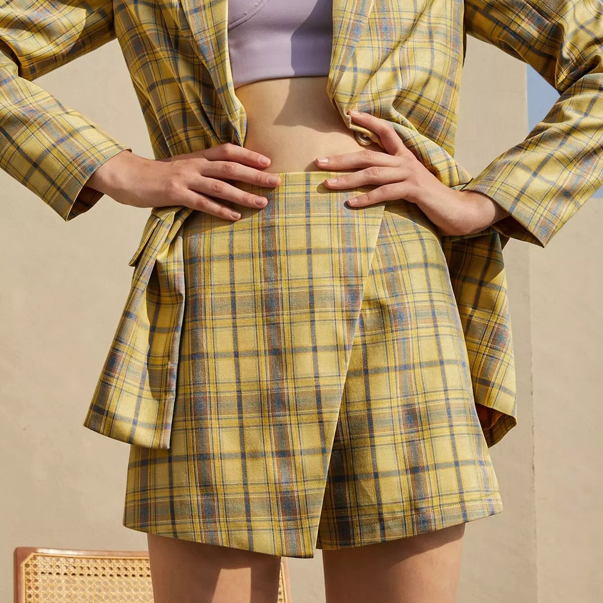 Plaid Asymmetrical Overlay Skort – Beisat