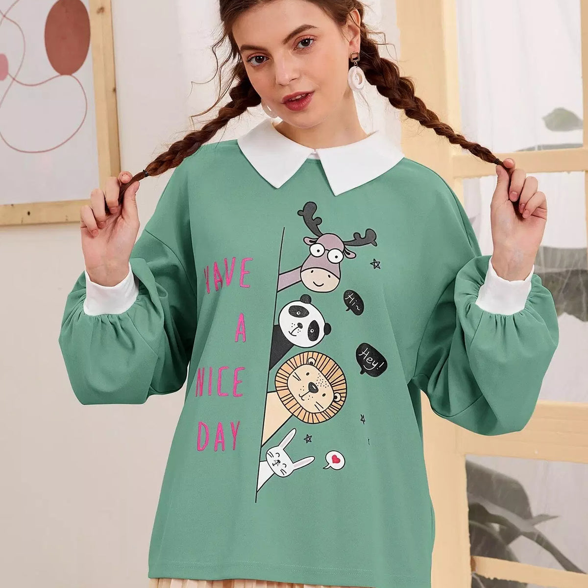 Cartoon & Slogan Graphic 2 In 1 Top – Beisat