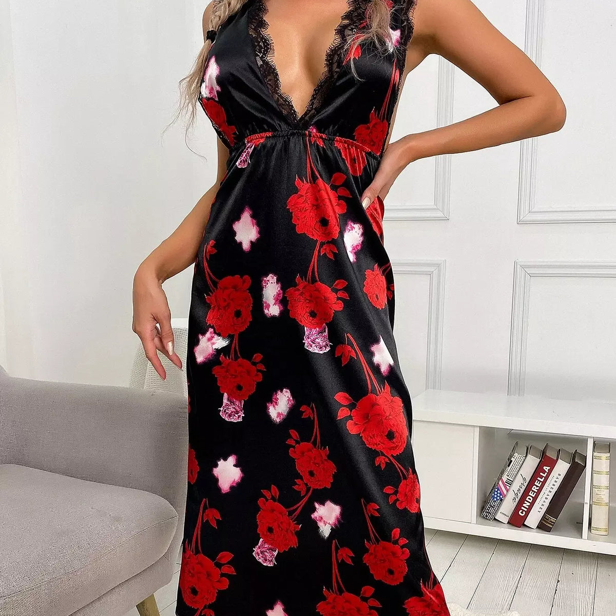 Floral Satin Contrast Lace Slips – Beisat