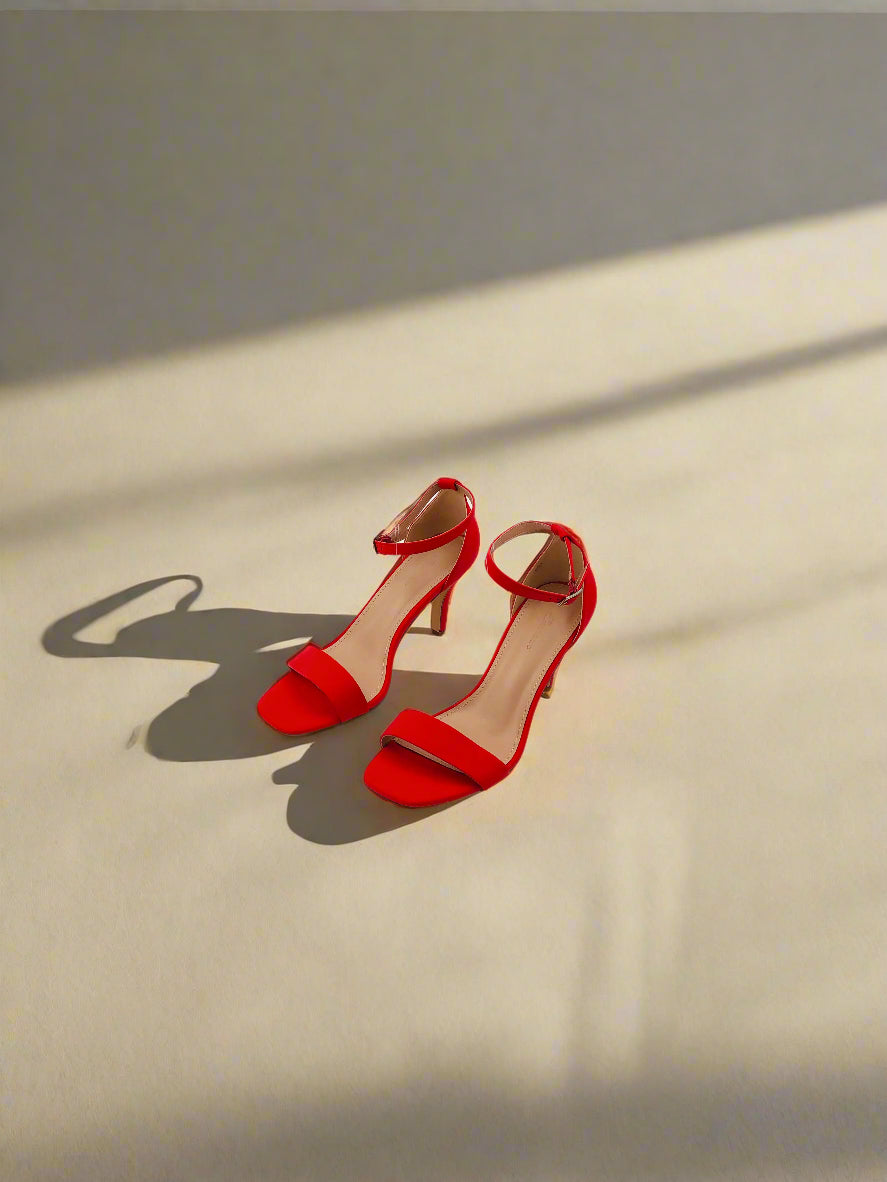 Red Square Toe Ankle Sandals – Beisat