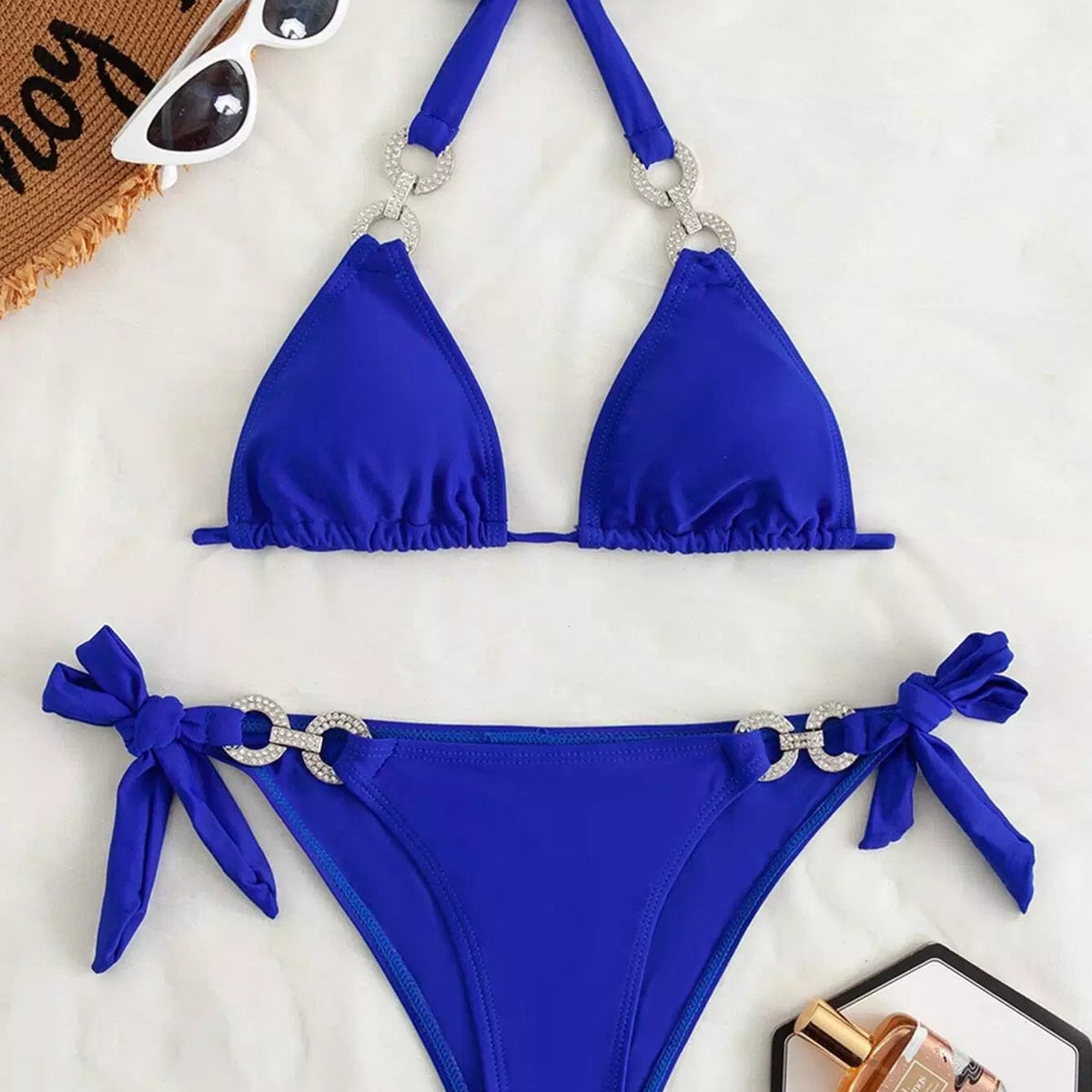 Metal Linked Halter Bikini Swimsuit - Oman